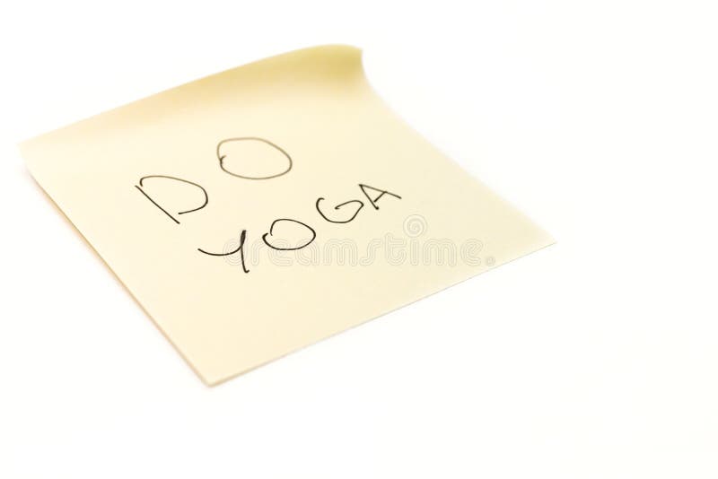 Do Yoga Text on Yellow Sticker Isolated. Yoga Notes. Stock Photo ...