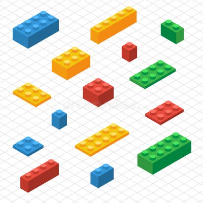 Do Your Self Set of Lego Blocks in Isometric View Stock Vector ...