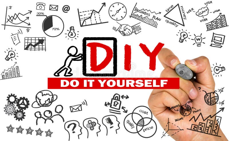 Do it Yourself Concept Hand Drawing on Whiteboard Stock Photo - Image ...