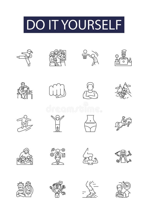 Do it Yourself Line Vector Icons and Signs. Self-help, Autonomy ...