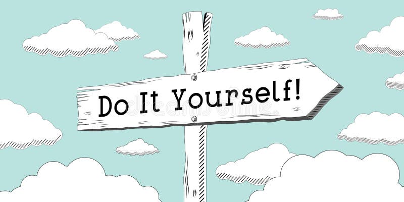 Do it Yourself - Outline Signpost with One Arrow Stock Illustration ...