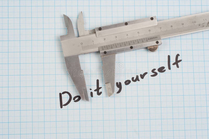 `Do it Yourself` - Screw, Nuts and Caliper on Graph Paper Stock Image ...