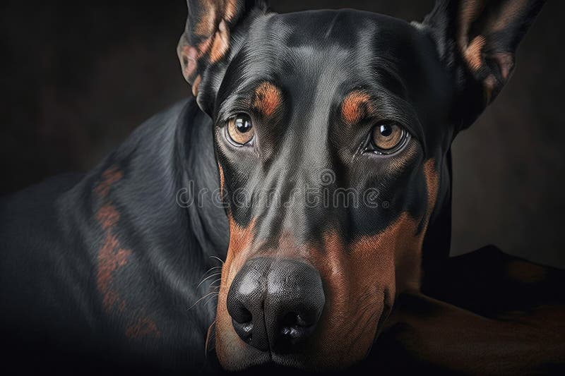 Doberman Pining after Lost Owner with Sad Eyes Stock Illustration ...