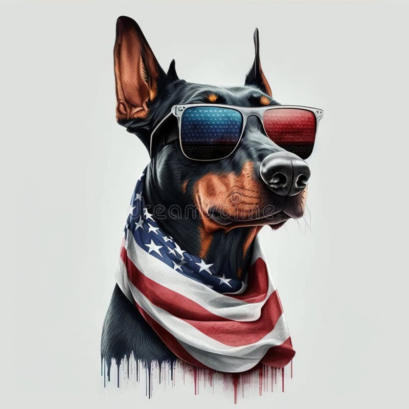 Doberman Pinscher Dog Wearing Sunglasses, American Flag 4th of July ... Doberman Pinscher Dog Wearing Sunglasses, American Flag 4th of July ...