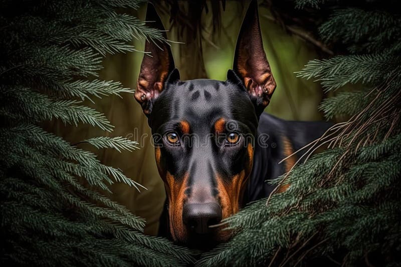 Doberman Pinscher on the Hunt, with Its Gaze Focused on Prey Stock ...