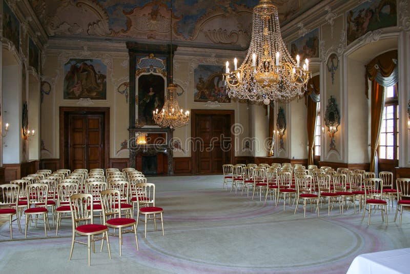 Interior of Czech Castle Dance Hall. Sightseeing of Czech Republic ...