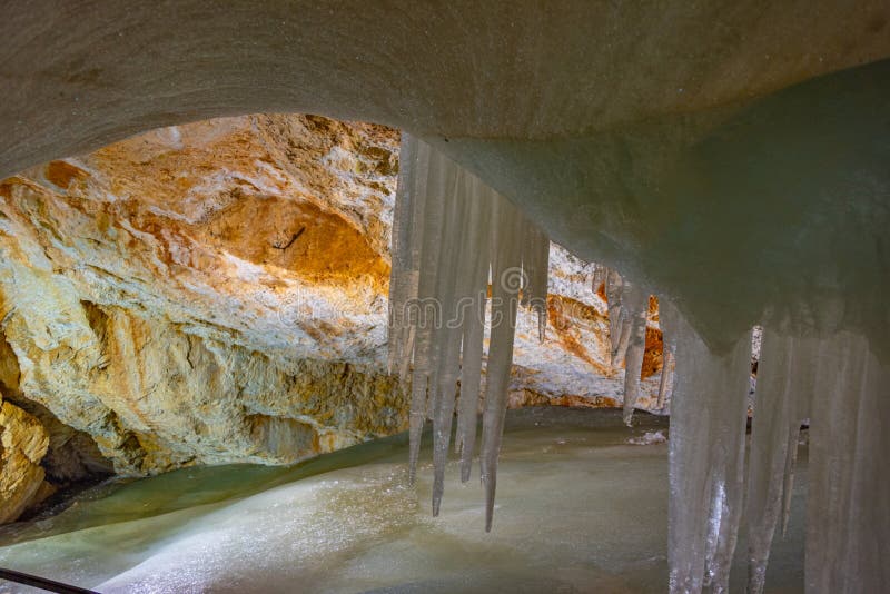 Dobsinska Ice Cave in Slovakia Stock Image - Image of stalagnate ...