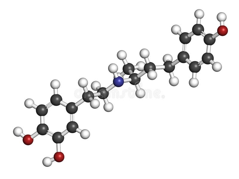 Dobutamine Sympathomimetic Drug Molecule. Skeletal Formula. Stock ...