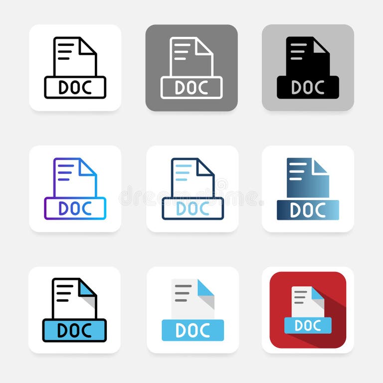 Doc Collection of File Format Icons with Modern Colors, Can Be Used for ...