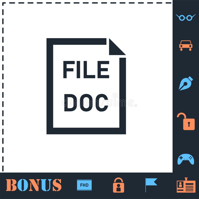 DOC File icon flat stock vector. Illustration of interface - 146607613