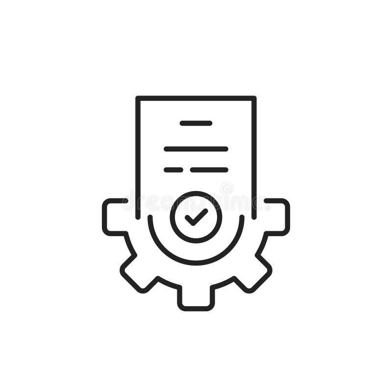 Doc with Gear Icon Like Approved Document Flow Stock Illustration ...