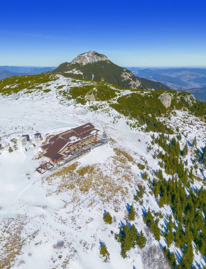 Dochia Chalet in Ceahlau Mountain Stock Photo - Image of panorama ...