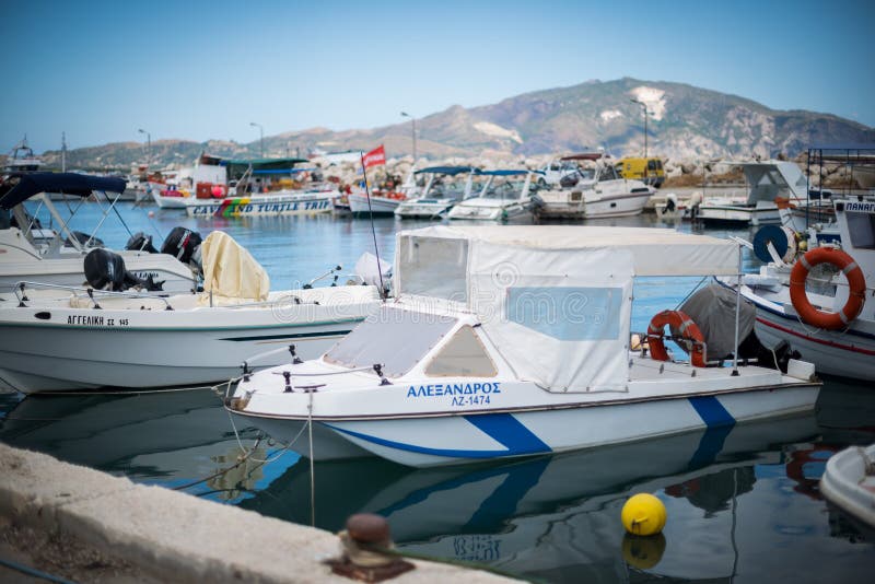 Dock with Boats on Zakynthos Editorial Stock Image - Image of greek ...