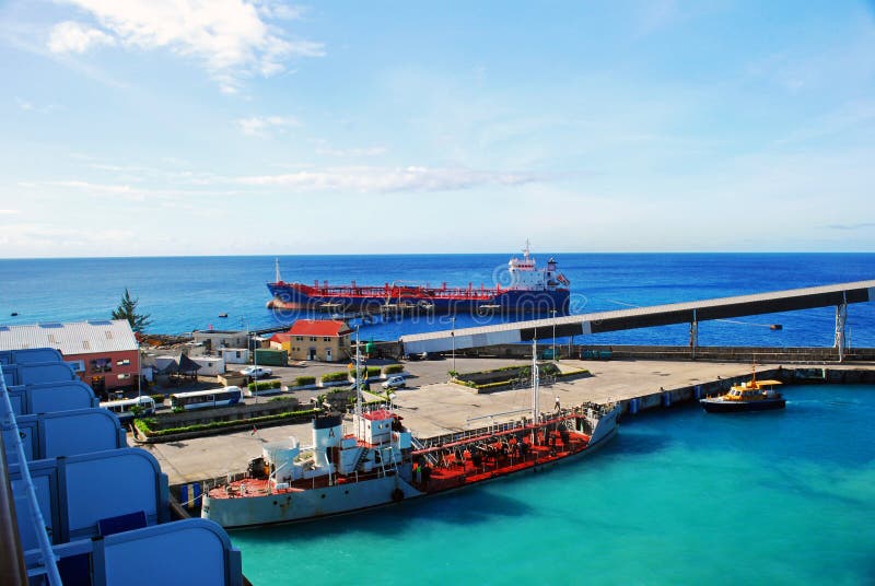 Dock on a Caribbean island stock photo. Image of harbor - 136992186