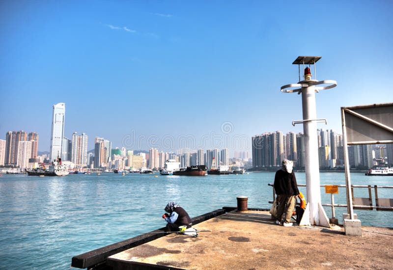 Dock in city stock image. Image of economy, kong, glass - 18583129