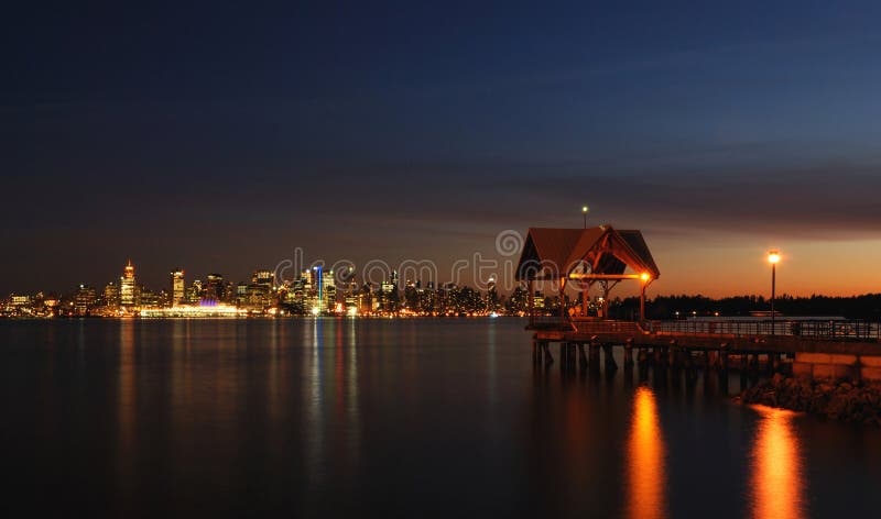 Dock and city night scene stock image. Image of british - 3013245