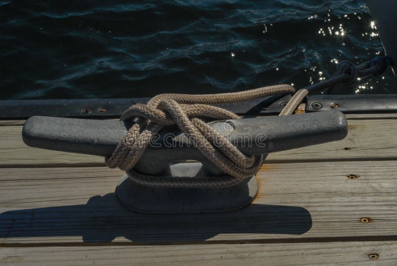 Dock cleat with rope stock image. Image of mooring, boating - 316229965