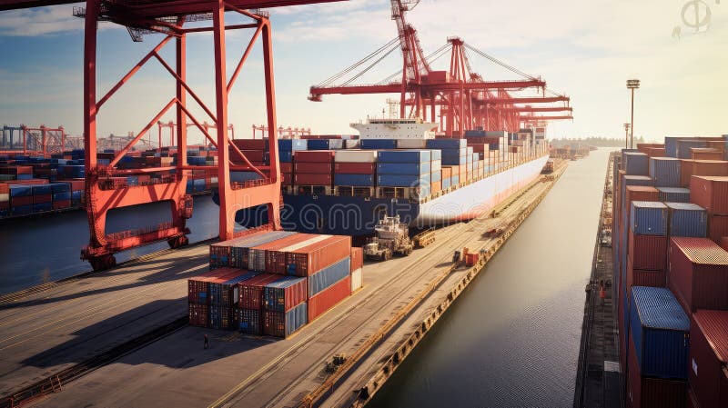 Dock Container Shipyard Ship Stock Illustration - Illustration of crew ...