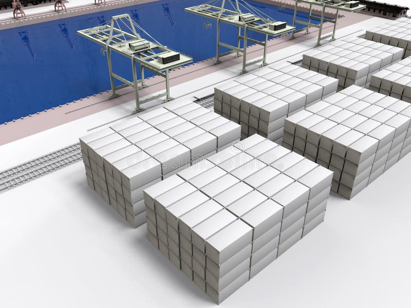 Dock containers stacking stock illustration. Illustration of load ...