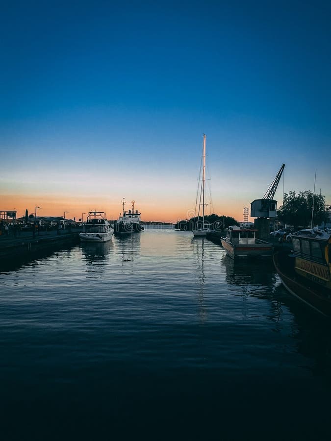 Dock in the Harbor in Vasteras Has a Beautiful Sunset Editorial ...
