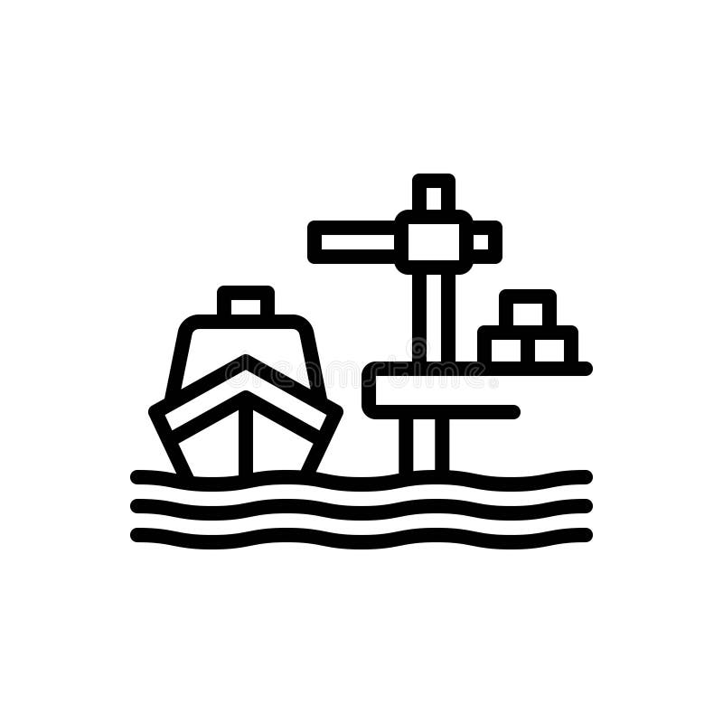 Black Line Icon for Dock, Marine and Port Stock Illustration ...