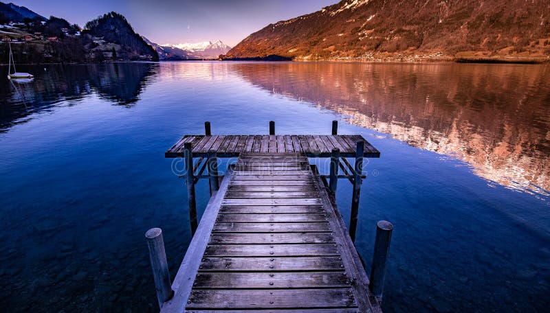 Dock on a lake. stock photo. Image of ferry, empty, fishing - 141128166
