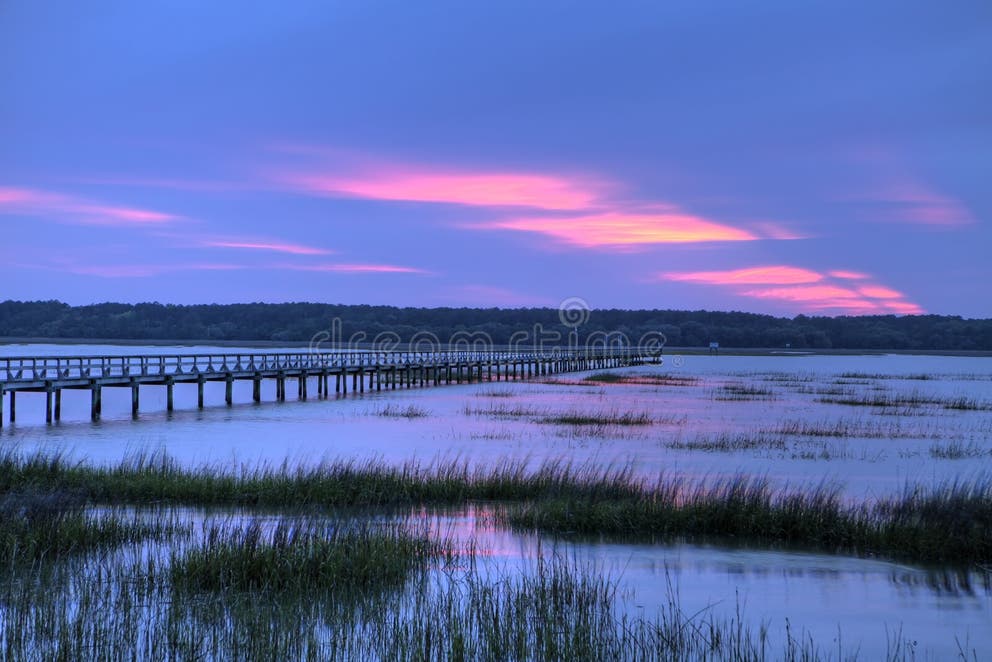 Dock over salt marsh stock photo. Image of blue, landscape - 15373088