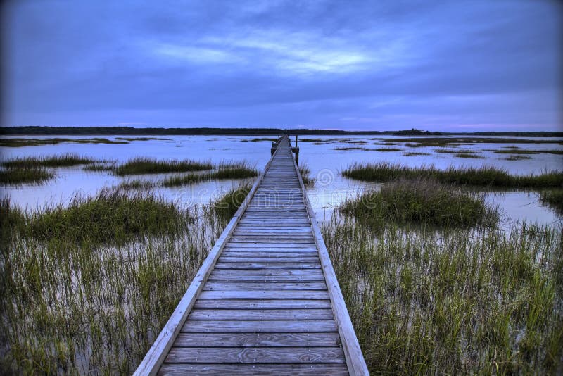 Dock over salt marsh stock image. Image of marsh, dynamic - 15373135