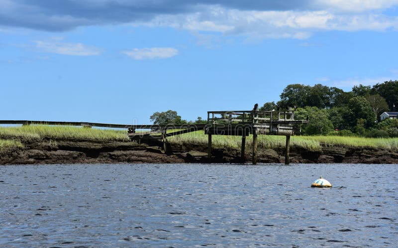 Dock Over a Tidal Flat Along North River Stock Photo - Image of ...