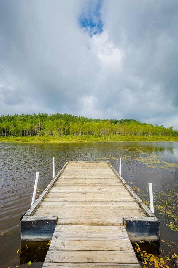 Dock on Pendleton Lake, at Blackwater Falls State Park, West Virginia ...