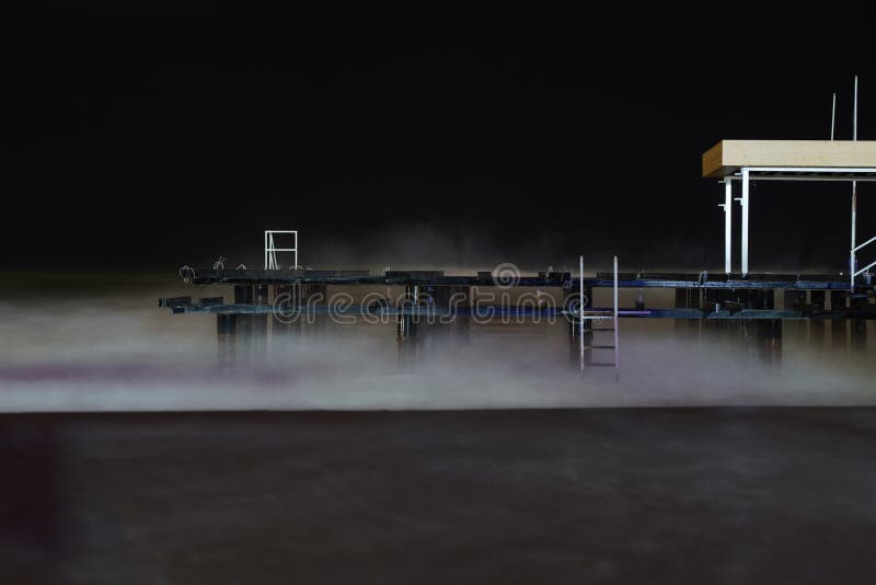 Dock in Stormy Night stock image. Image of landscape - 321717515