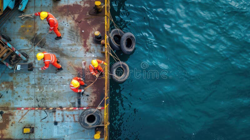 Dock Workers Coordinating Activities Stock Illustration - Illustration ...