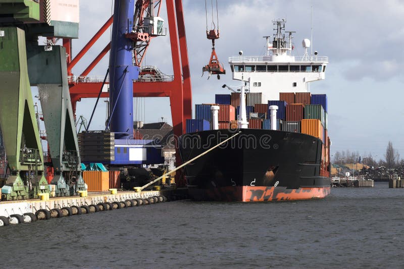 Docked Container Ship stock image. Image of discharge - 22145571