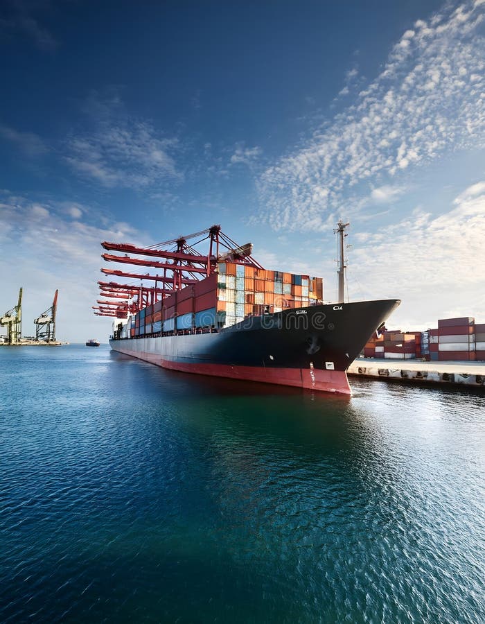 Docked Container Ship. Large Container Ship in a Dock at the Port Stock ...