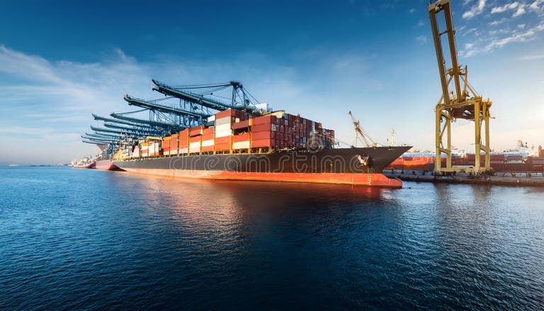 Docked Container Ship. Large Container Ship in a Dock at the Port Stock ...