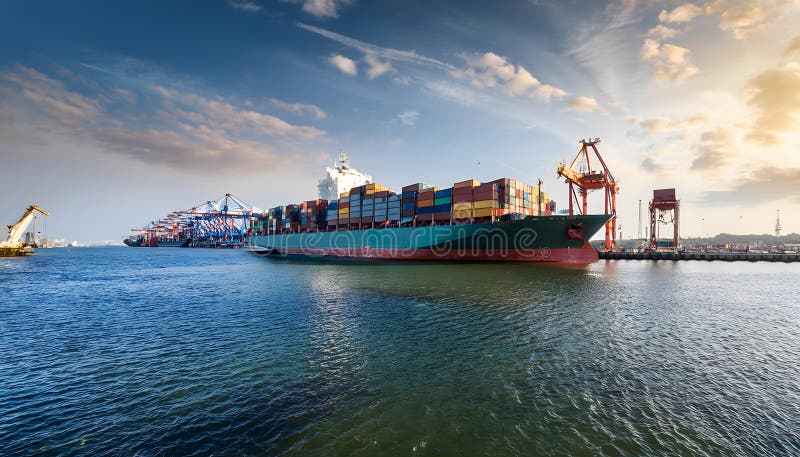 Docked Container Ship. Large Container Ship in a Dock at the Port Stock ...