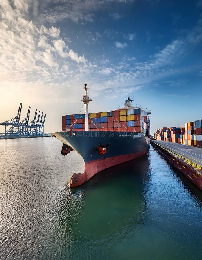 Docked Container Ship. Large Container Ship in a Dock at the Port Stock ...