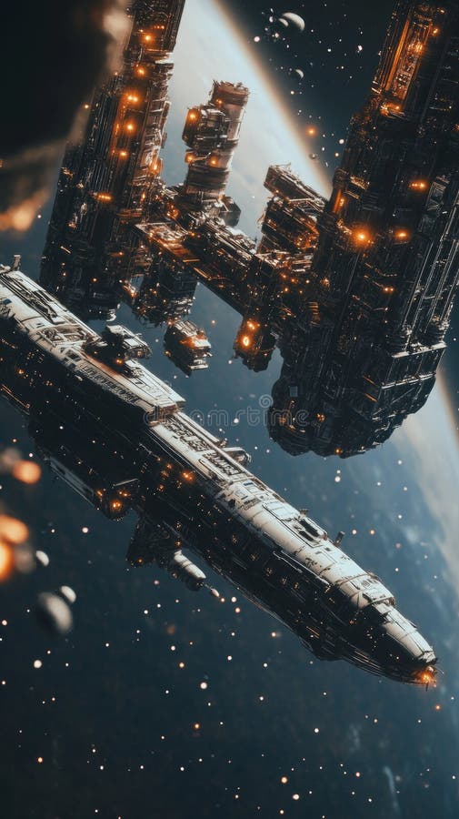 Spacecraft Docking. Opened Spaceship Gateway Door, Porthole ...