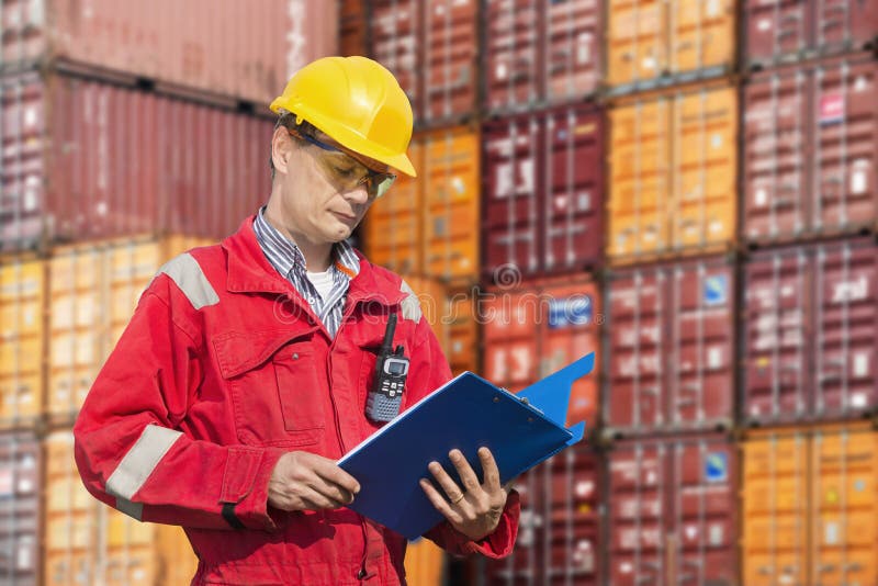 Docker Checking Consignment Notes Stock Photo - Image of engineer ...