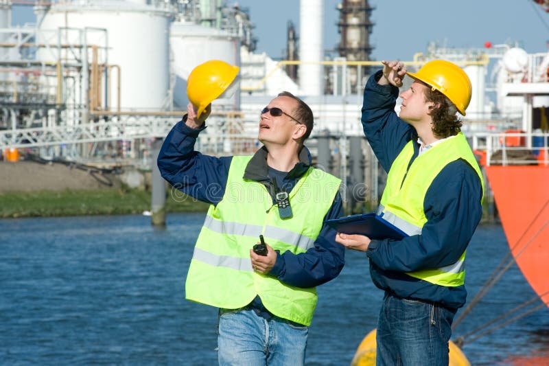 Dockers at work stock image. Image of colleagues, radio - 14448139