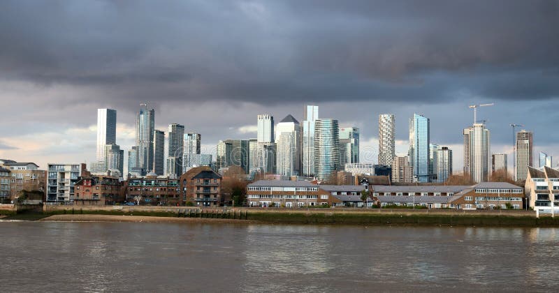 Docklands Skyline River Thames from Greenwich Editorial Photo - Image ...