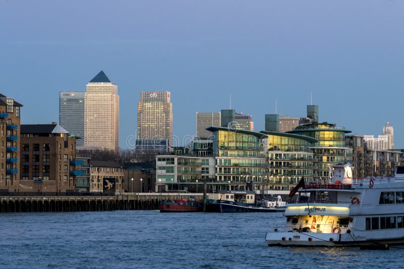 Docklands Skyline and the Thames Editorial Image - Image of docklands ...
