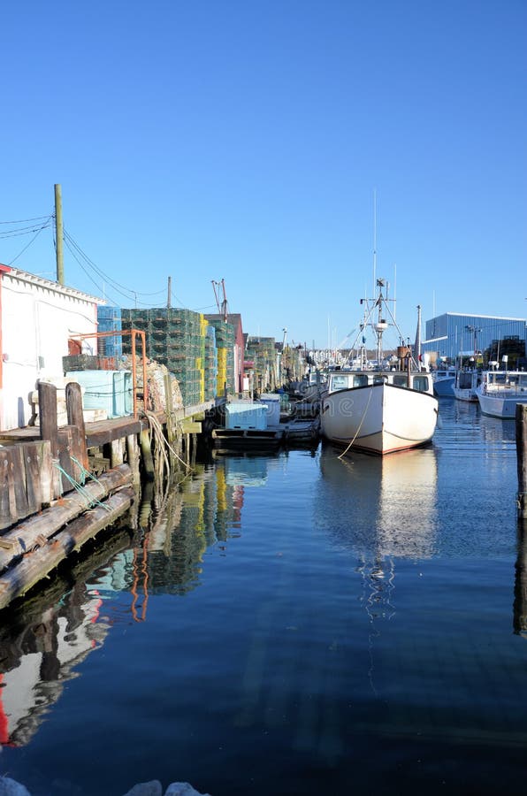 Docks And Boats In Portland Maine Stock Image - Image of cargo, boats ...