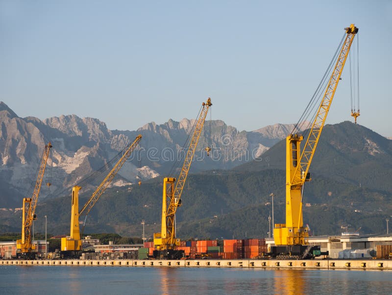 Docks, Derricks, Marina Di Carrara, Italy Stock Photo - Image of massa ...