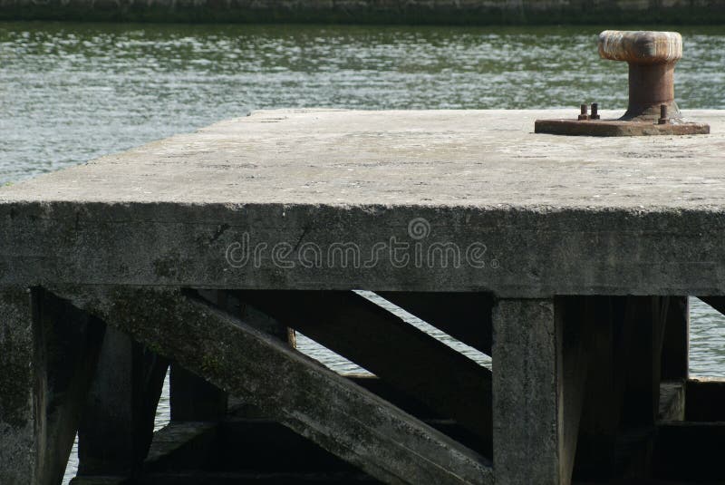 Docks of Old Port with Rusty Bollard Stock Image - Image of shore ...