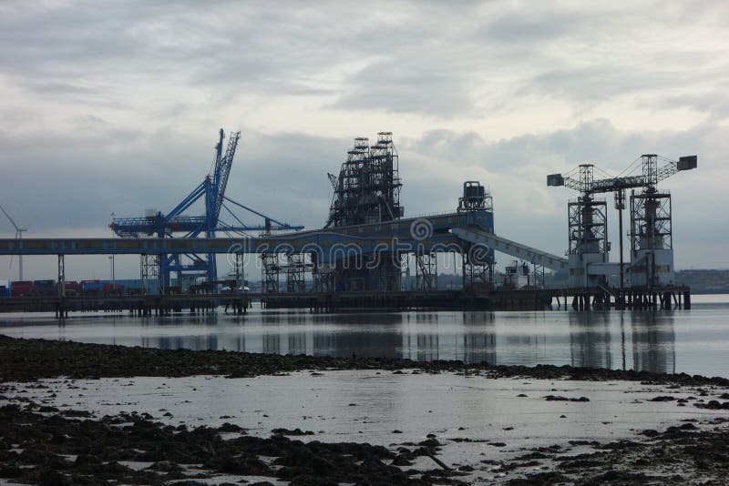 Docks beside a River stock photo. Image of docks, industrial - 164217662