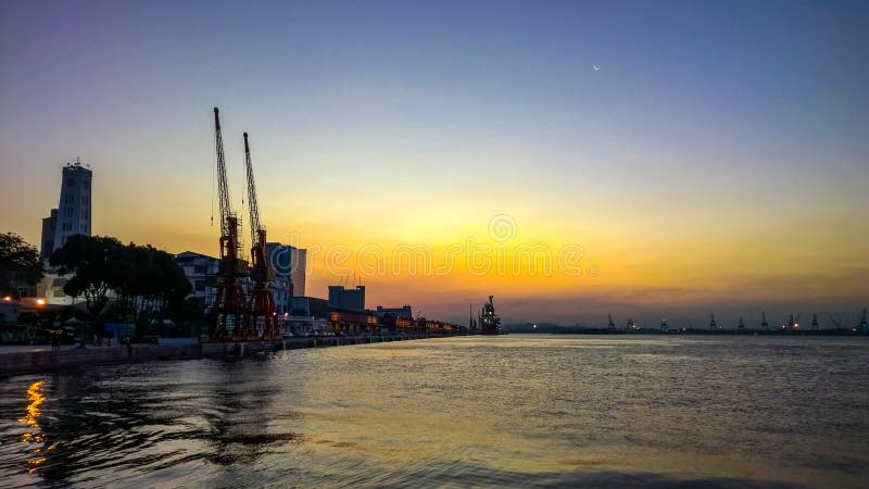 Docks at sunset stock photo. Image of summer, downtown - 109651358