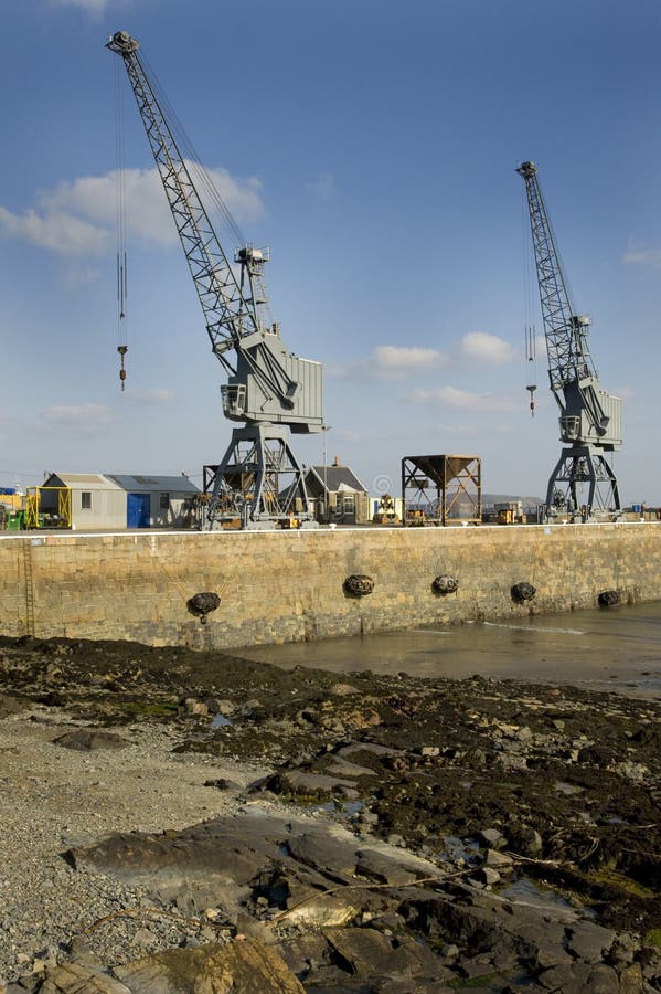 Dockyard Cranes On A Jetty. Guernsey Stock Image - Image of container ...