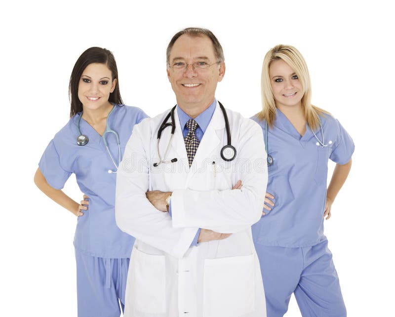 Set of Smiling Male and Female Doctors or Nurses Stock Image - Image of ...