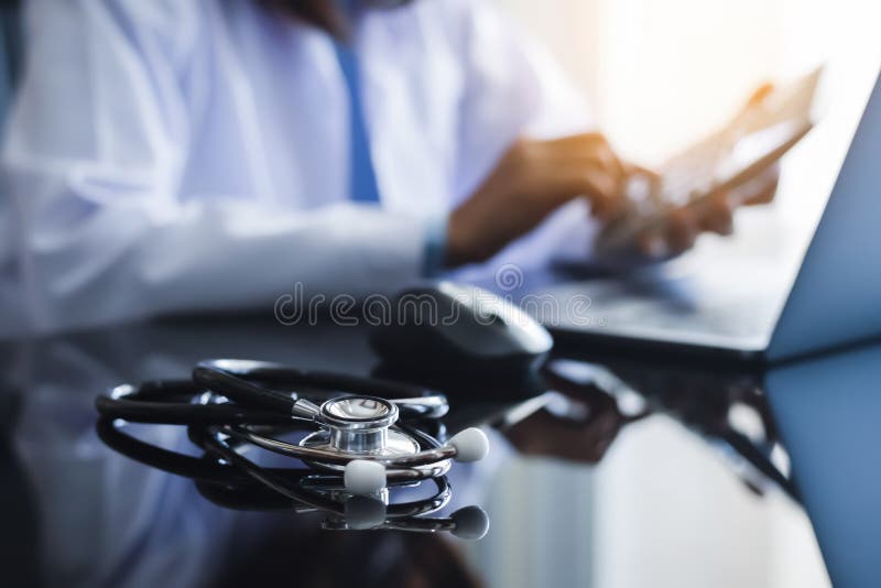 Doctor Use Calculator. Medical Cost and Fees Concept. Stock Photo ...